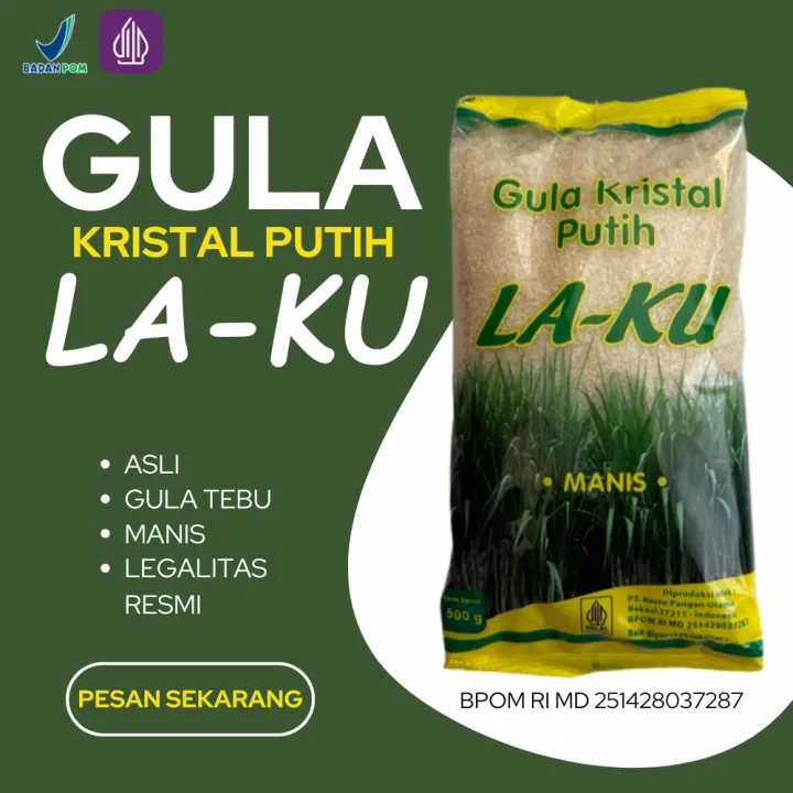 PROMO GULA LAKU 250 GRAM LA-KU isi 20 pcs gula tebu gula pasir | Lazada ...