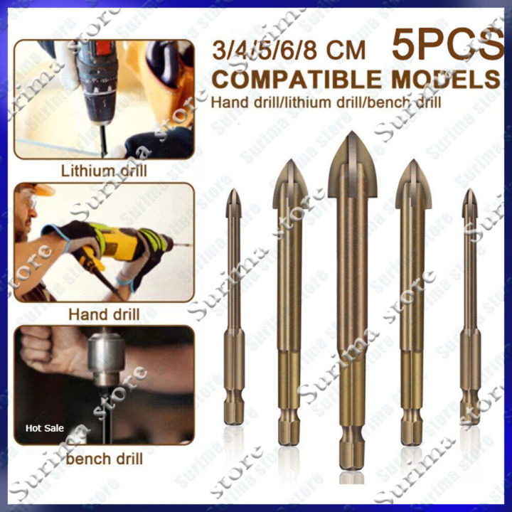 3/4/5/6/8mm Hex Shank Cross Tip Carbide Tipped Ceramic Tile Triangle ...