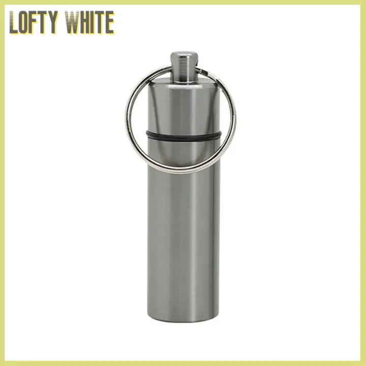 Lofty White กล่องใส่ยาอลูมิเนียมอัลลอยด์กันน้ำขนาดเล็กกล่องเก็บพวงกุญแจแบบพกพาสำหรับการเดินทาง ...