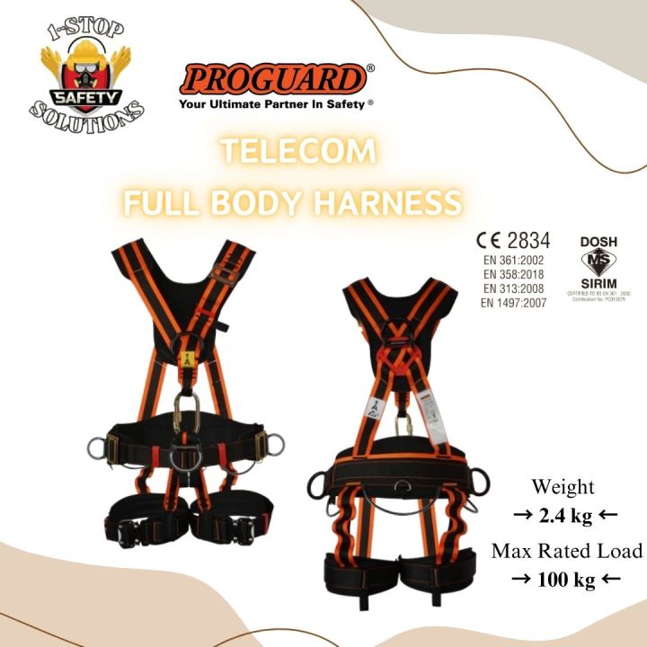 Proguard 5 Adjustable Point Telecom Set Safety Belt Full Body Harness PFP-FBH-138-TC Fall ...