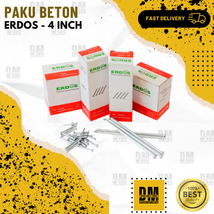 Paku Beton Baja Tembok Putih 4" inch Kotak Merk Erdos | Lazada Indonesia