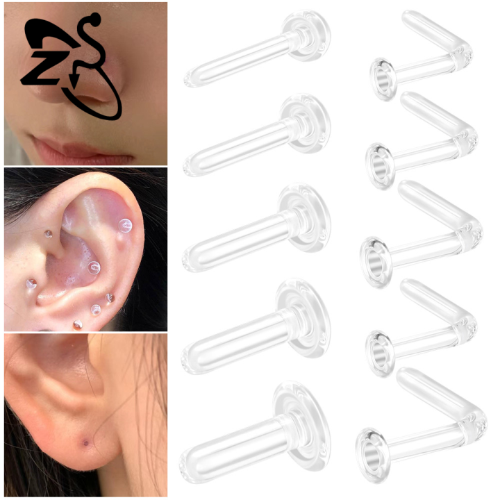 1 PC 0.8/1/1.2/1.4/1.6/2/2.4mm Glassy Nose Stud Transparent Nose ...