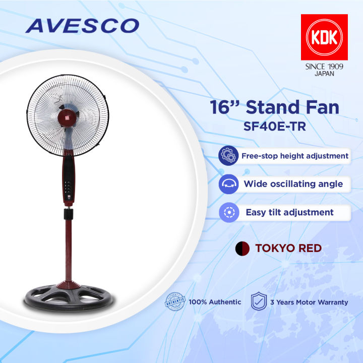 KDK | 16" Stand Fan | SF40E-TR | Electric Fans| Tokyo Red | Avesco ...