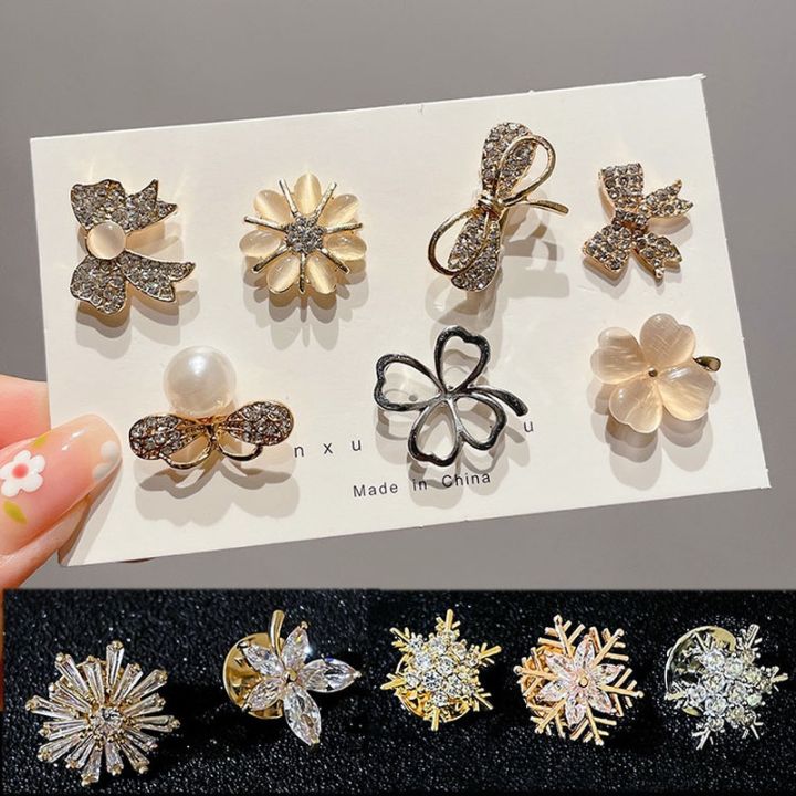ใหม่คุณภาพสูงสุภาพสตรีเข็มกลัดโลหะ Bow Clover Snowflake | Lazada.co.th