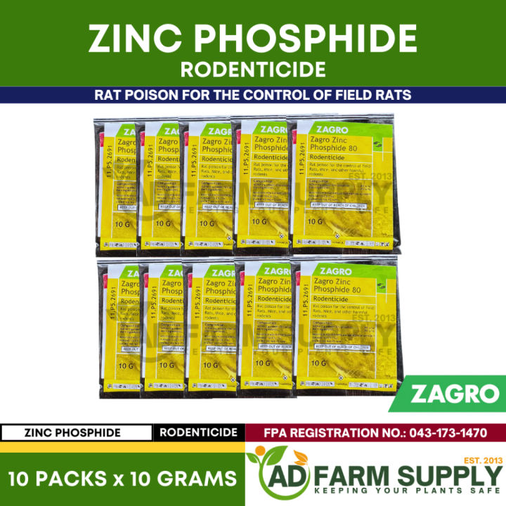 Zinc Phosphide - Effective Rat Killer Rodenticide (10 packs x 10 grams ...
