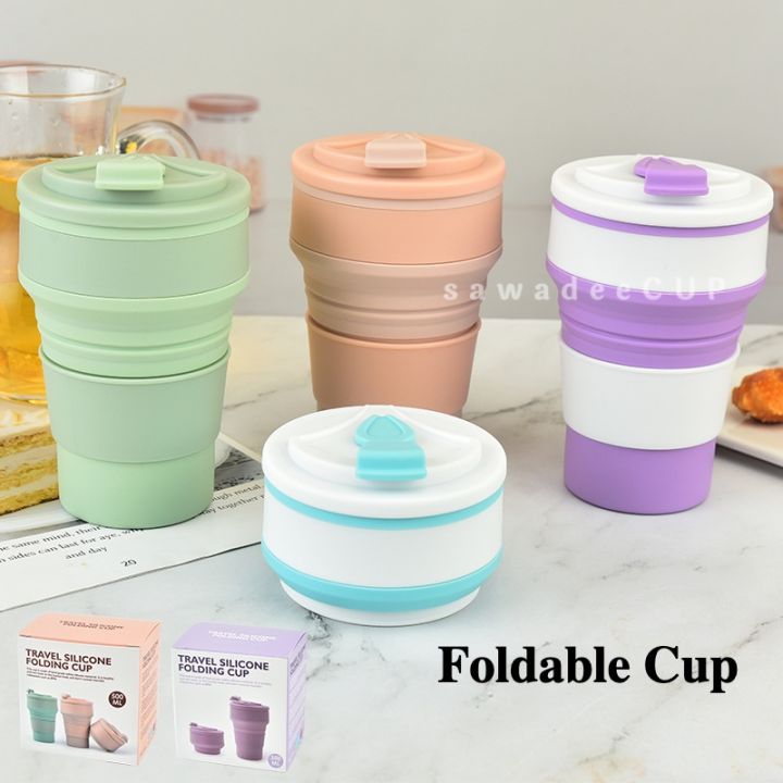 Silicone Foldable Cup 350ml 500ml Collapsible Coffee Cup Travel Outdoor ...