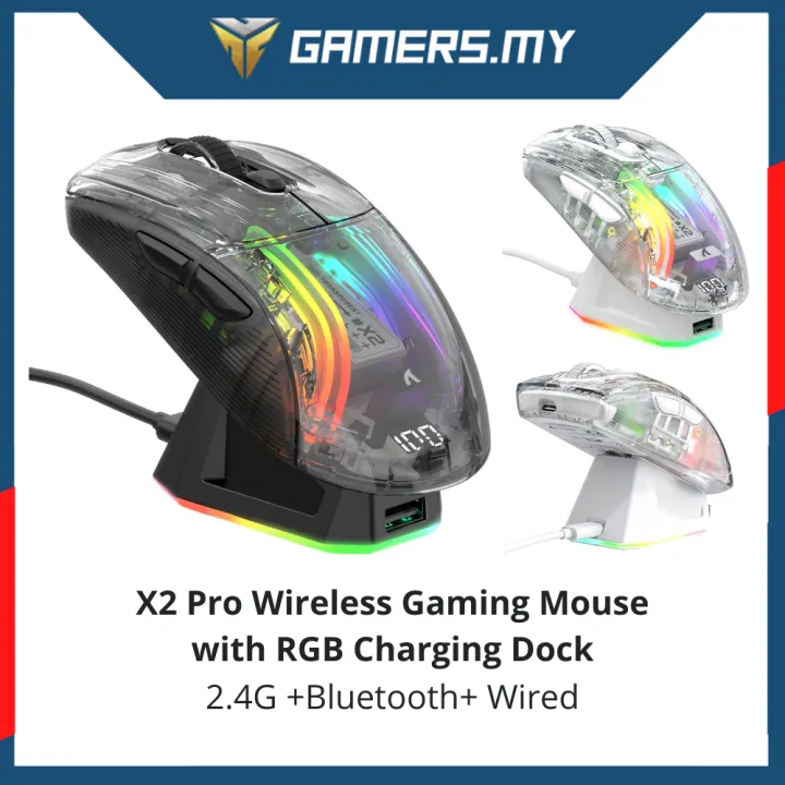 X2 Pro Wireless Gaming Mouse with RGB Charging Dock Silent Tri-Mode 2 ...