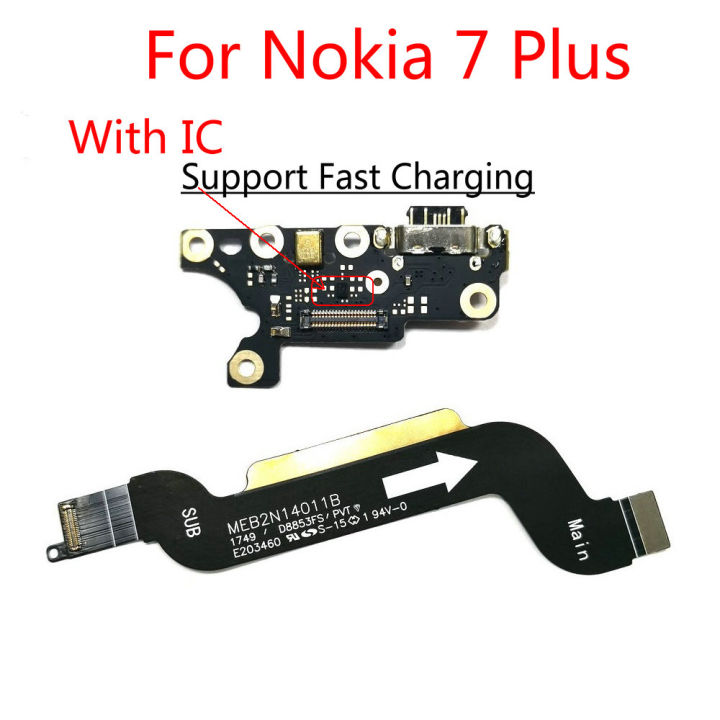 สำหรับ Nokia 7 Plus USB แท่นชาร์จพอร์ตบอร์ดพร้อมขั้วต่อ IC เมนบอร์ดหลัก ...