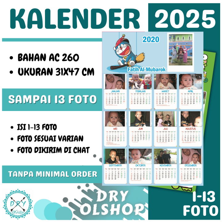 Kalender 2025 Custom Design A3 Foto Sendiri 1 s/s 13 Foto Tanpa Lubang ...