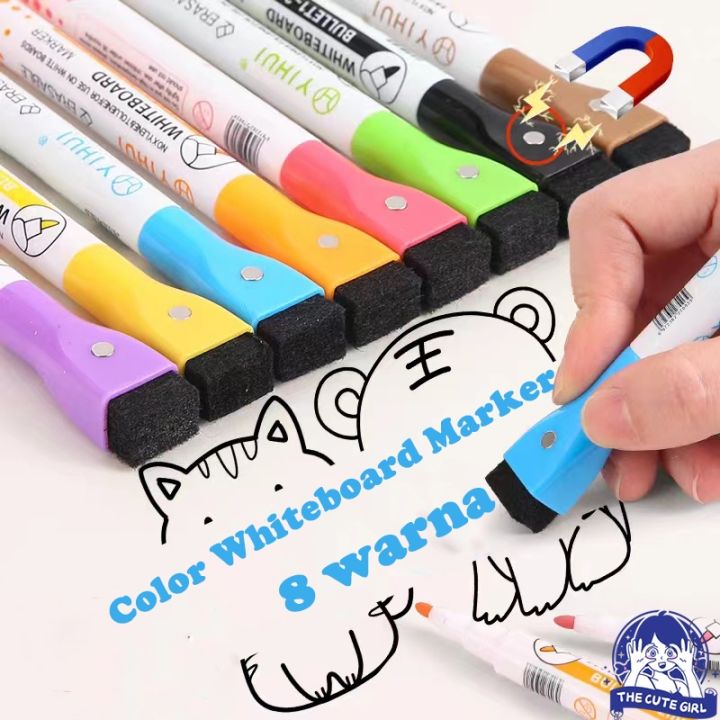 Color Whiteboard Marker/WHITEBOARD MARKER WITH MAGNET /8 WARNA SPIDOL ...