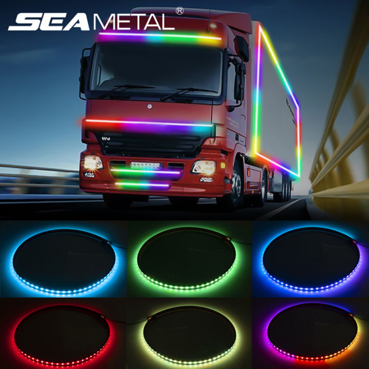 12V-24V LED Flashing RGB Truck Ambient Light Roof Bumper Door Strip ...