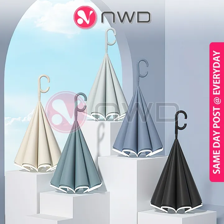C Shape Inverted Folding Umbrella Auto Reverse Umbrellas Payung Hujan ...