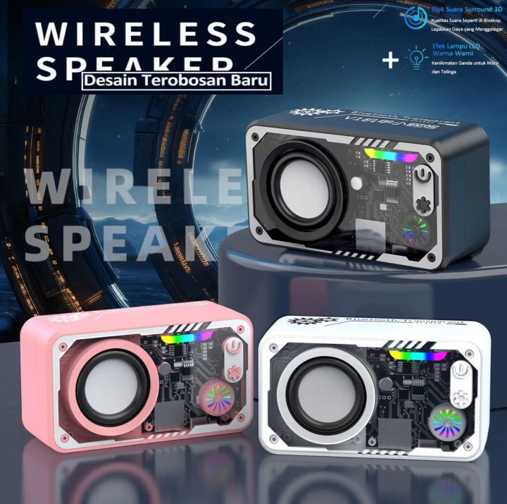 Speaker Bluetooth Extra Bass V1 RGB LED Music Box Sound System Mini ...