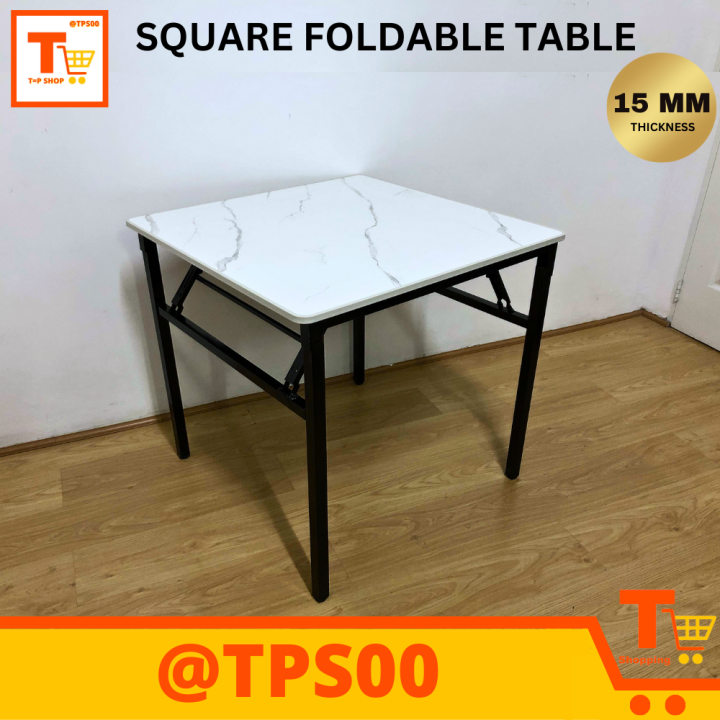 FOLDABLE/FOLDING SQUARE TABLE (60x60, 80x80) WITH METAL LEGS (MARBLE ...
