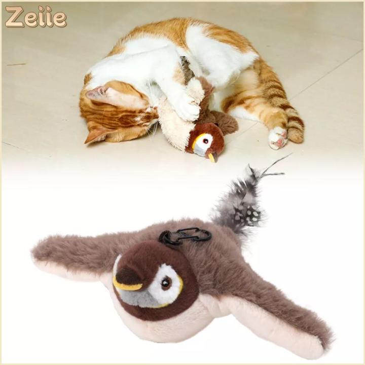 ZEIIE Electronic Flapping Bird Sparrow Cat Toy Hangable USB Interactive ...