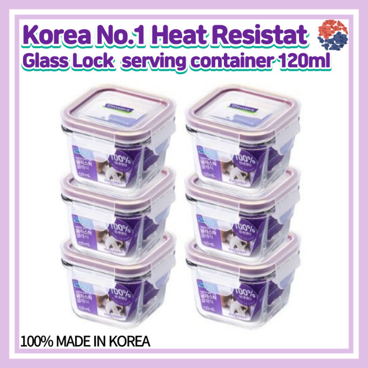 Korea No.1 Heat Resistat Glass Lock serving container 120ml 6p set/Heat ...