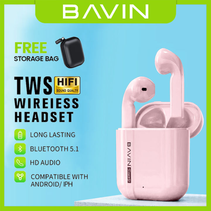 BAVIN BA12 Bluetooth5.1 Wireless TWS Earphone HiFi TWS Headphones ...