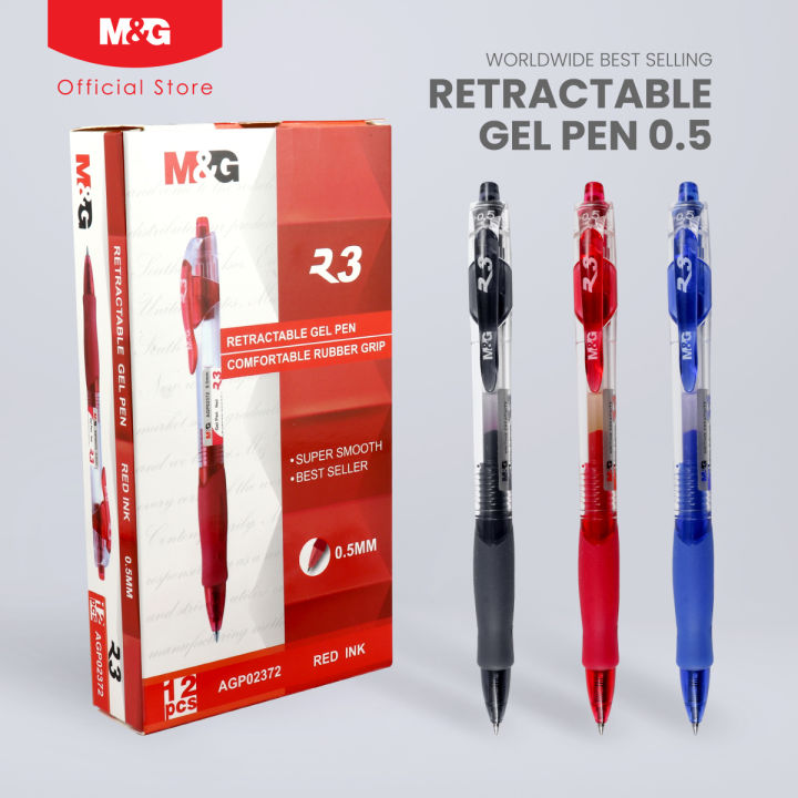 M&G R3 Retractable 0.5mm Gel Pen with Refill Option - Smooth Writing ...