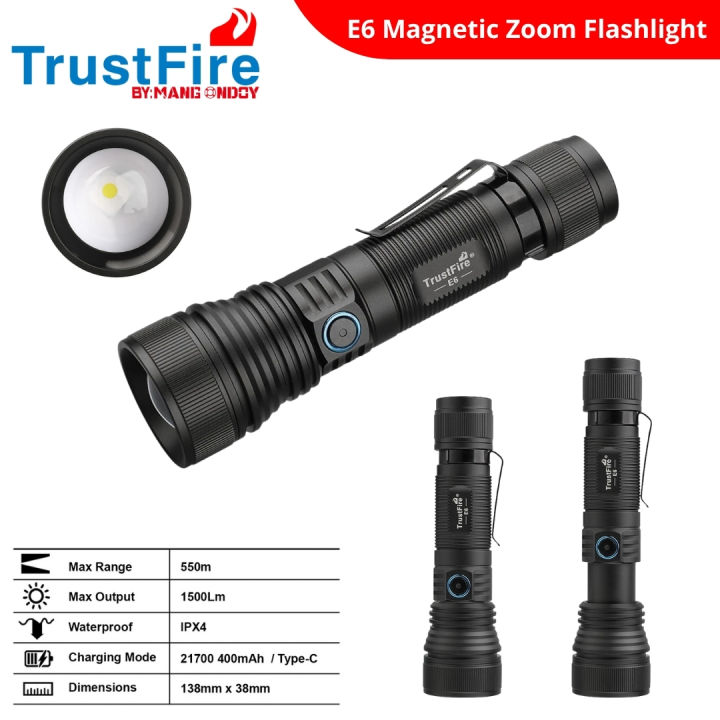 TrustFire by Mang Ondoy - E6 MAGNETIC ZOOM FLASHLIGHT | Lazada PH