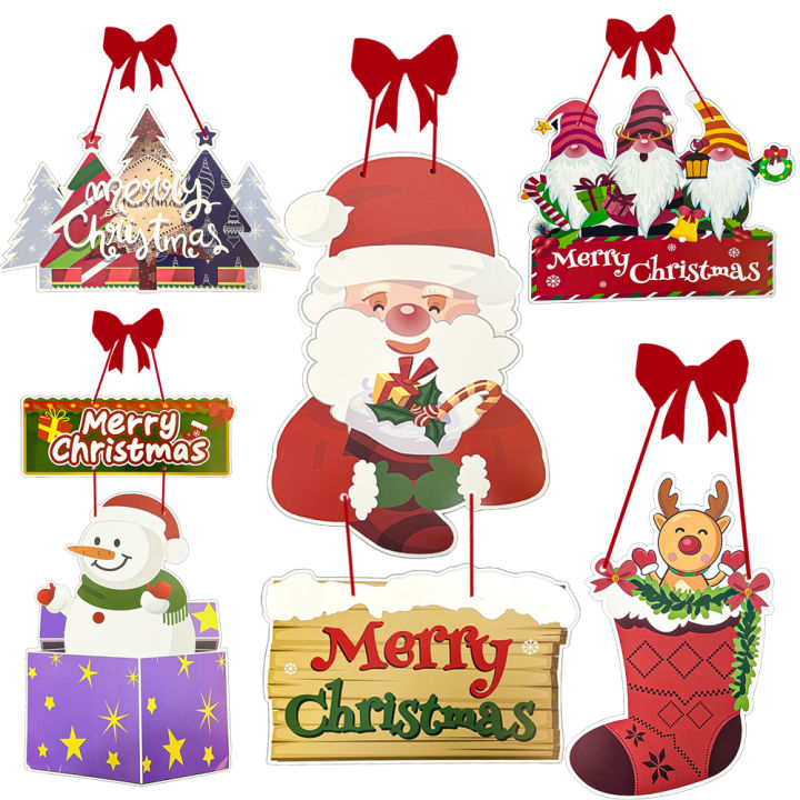 5PCS Christmas Door Hanging Decoration Santa Claus Snoweman Elk ...