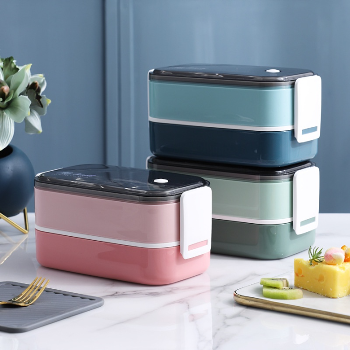 Japanese-style bento box double-layer lunch box sealed multi-layer ...