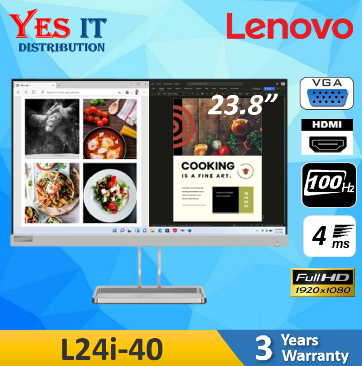 LENOVO Monitor L24I-40 / L27I-40 24" 27" IPS FHD 100Hz 4ms Build in ...