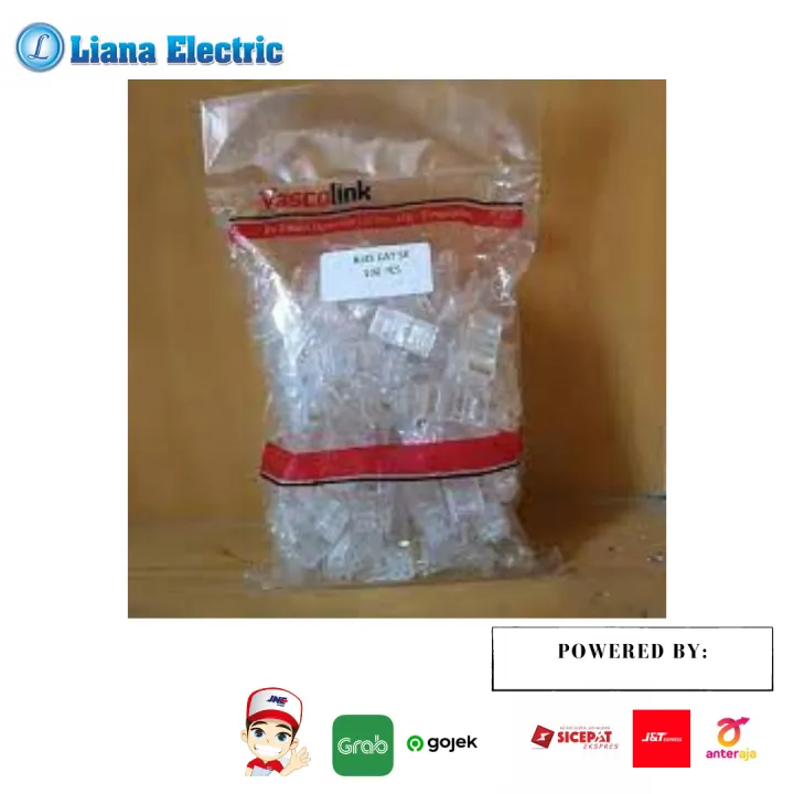 Konektor / Connector RJ45 Cat5 VASCOLINK isi 100pcs - Kepala RJ45 LAN ...