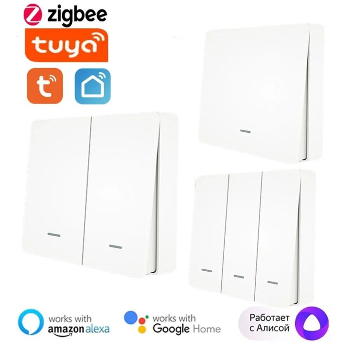 gsxl Tuya Zigbee Smart Wall Light Switch,No Neutral Wireless Transmitter ,Tuya APP Control Alexa ...