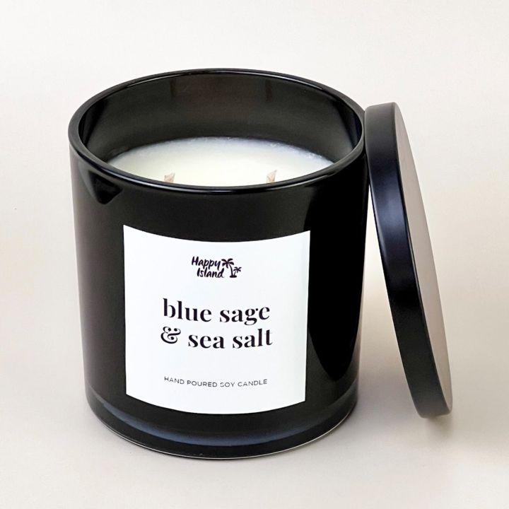 Happy Island Blue Sage & Sea Salt Scented Soy Candle | Lazada PH