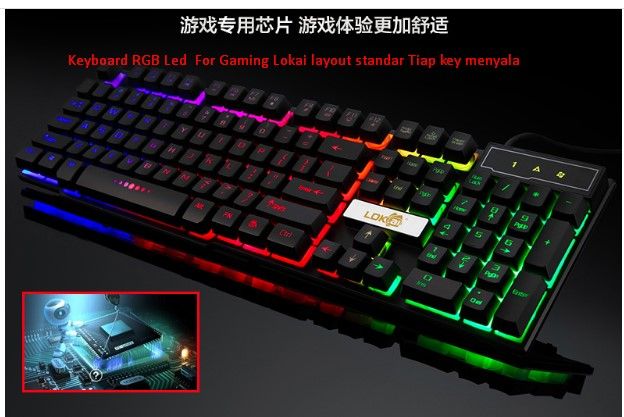 Keyboard RGB Led For Gaming Lokai layout standar Tiap key menyala ...