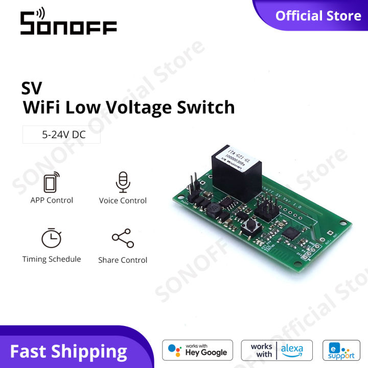 SONOFF SV WiFi Smart Switch Module ESP8266 Wireless Switch 5-24V DC Low Voltage Safe Input ...