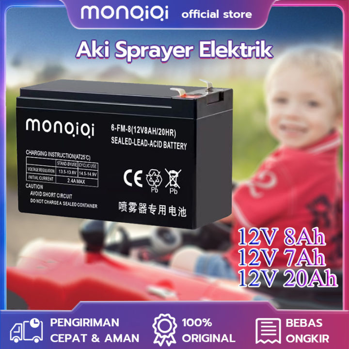 Monqiqi powerbank semprot elektrik / aki sprayer elektrik ori 12 Volt 12 Ah 12V 8Ah 12V 20AH ...