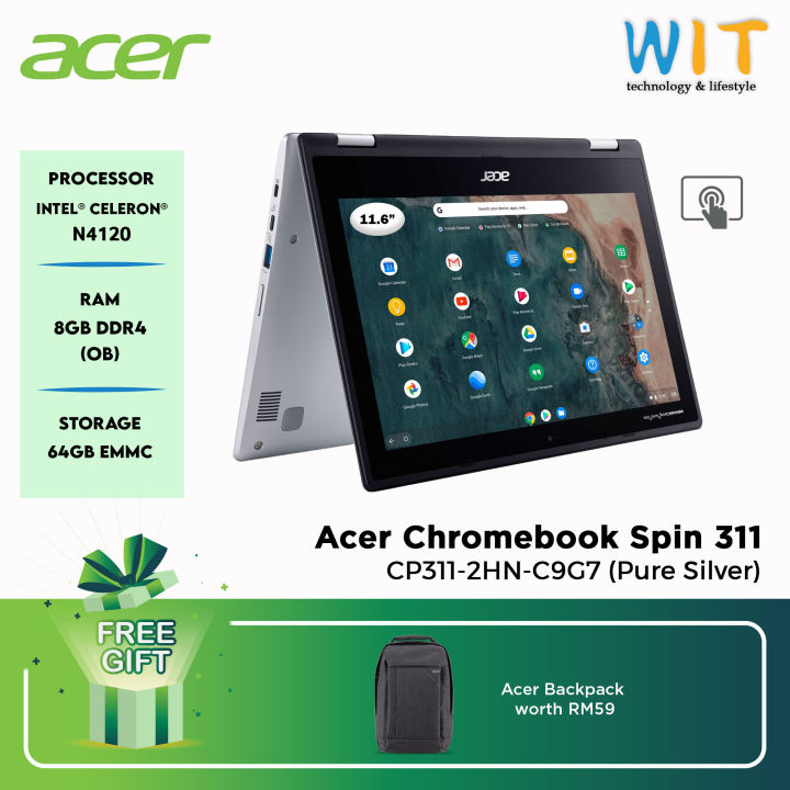 Acer Chromebook Spin 311 CP311-2HN-C9G7 (Intel Celeron N4120 /8GB RAM/ 64GB eMMC/ 11.6" HD IPS ...