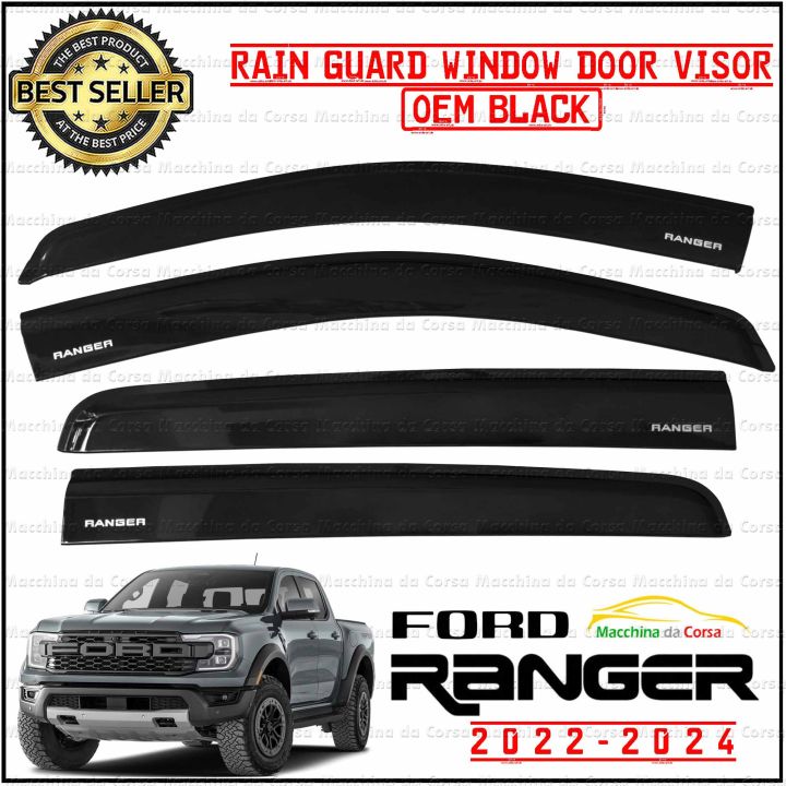 Ford Ranger 2022 2023 2024 OEM Type Rain Guard Window Visor (Black ...