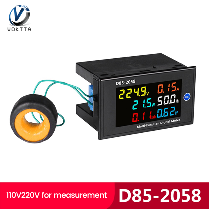 VOKTTA AC Current Voltage Amperage Power Energy Panel Meter LCD Digital ...