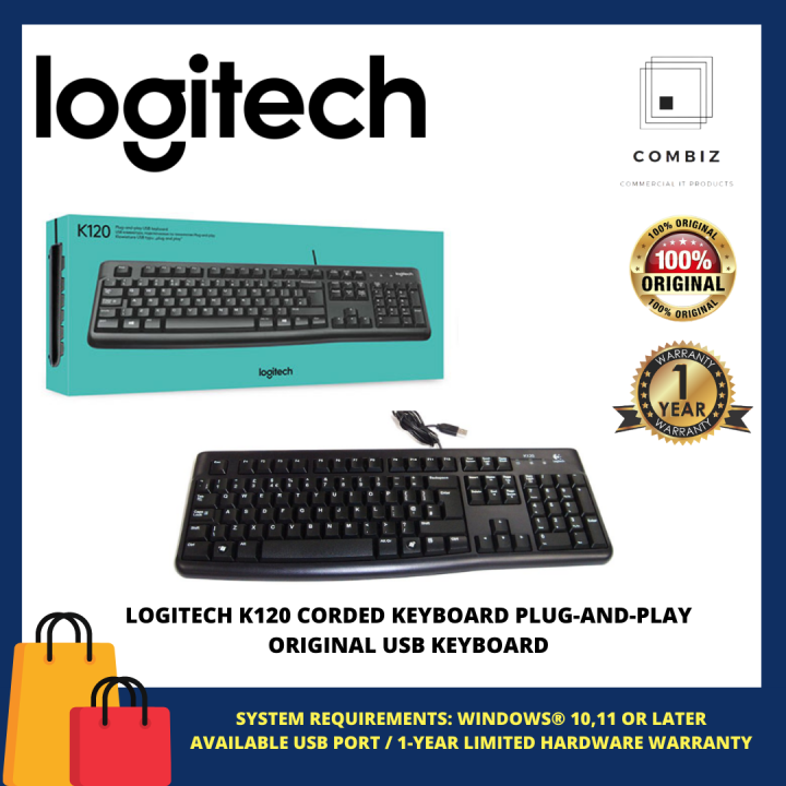 Logitech K120 Corded Keyboard Plug And Play Original Usb Keyboard Ready