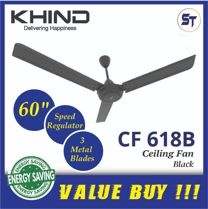 Khind Ceiling Fan 60'' CF-618B with 5 Speed (3 Year Warranty)1UNIT ...