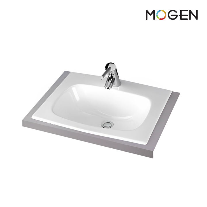 MOGEN MA161 เพียว อ่างล้างหน้า ชนิดฝังบนเคาน์เตอร์ สีขาว | Lazada.co.th
