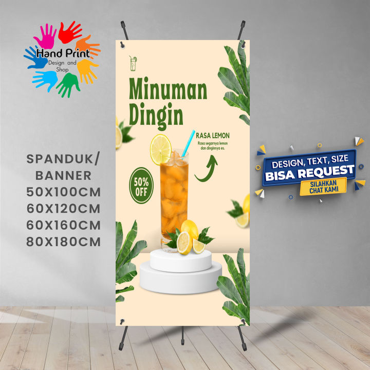 SPANDUK BANNER Minuman Es Lemon Tea Warna Hijau Kuning Bisa Request ...