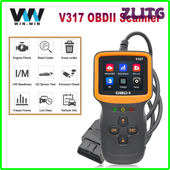 ZLITG V317 OBD2 EOBD Code Reader Car Diagnostic Scan Tool Automotive Engine Fault Detector OBD 2 ...