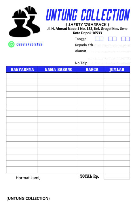 Cetak NotaNota CustomNota Toko BangunanUk. 16,5x10,75 cm (MIN 4 BUKU ...