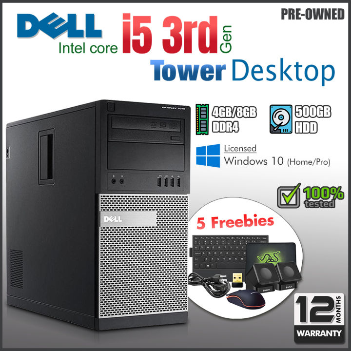 Dell 7010 Tower Desktop Core i5-3470 3rd Gen 4GB/8GB RAM 500GB HDD w/ licensed OS | Lazada PH