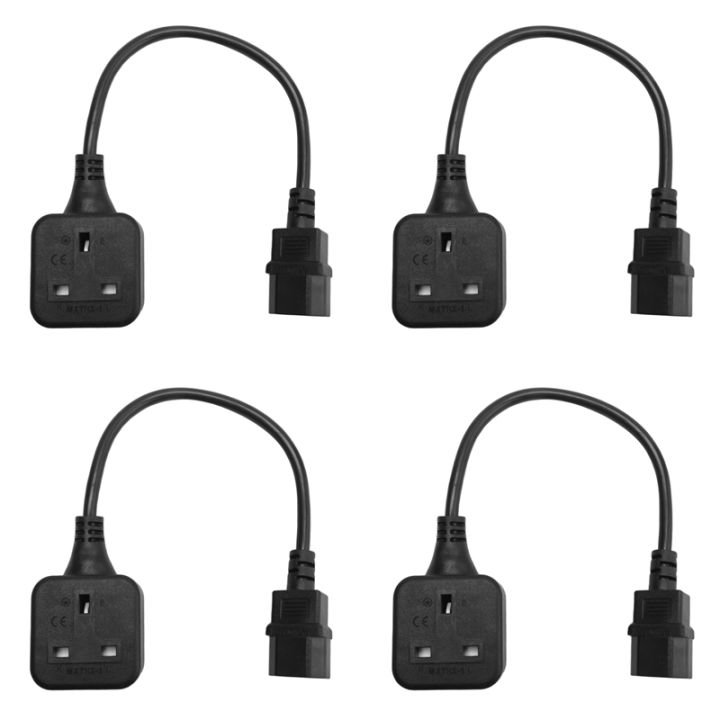 4X IEC320 C14 to UK BS1363A Outlet Socket,IEC C14 Male Plug to UK 3Pin ...