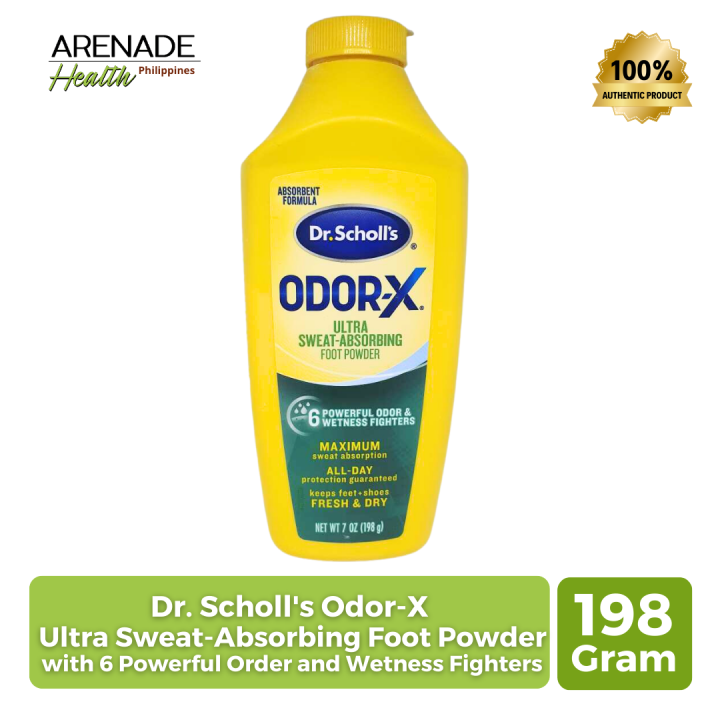 Dr. Scholl's Odor-X Ultra Sweat-Absorbing Foot Powder with 6 Powerful ...
