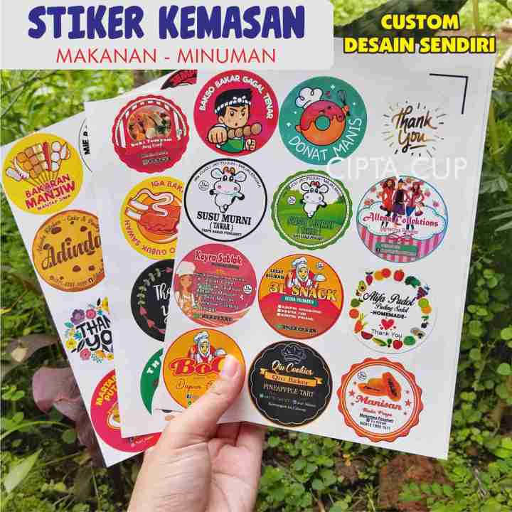 stiker label nama kemasan snack kue makanan minuman dll CUSTOM | Lazada ...