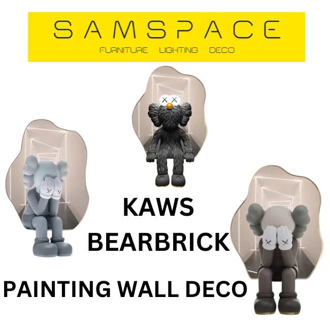 SamSpace KAWS BEARBRICK LED Lighting Painting Wall Deco Wall Frame Wall ...