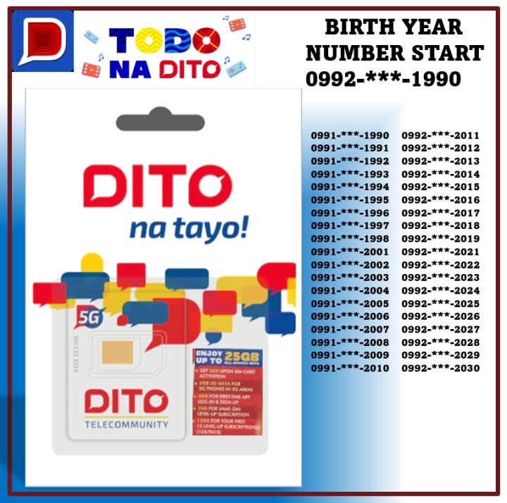 DITO SIM CARD 5G WITH FREE DATA INTERNET LIMITED STOCKS BIRT/YEAR ...