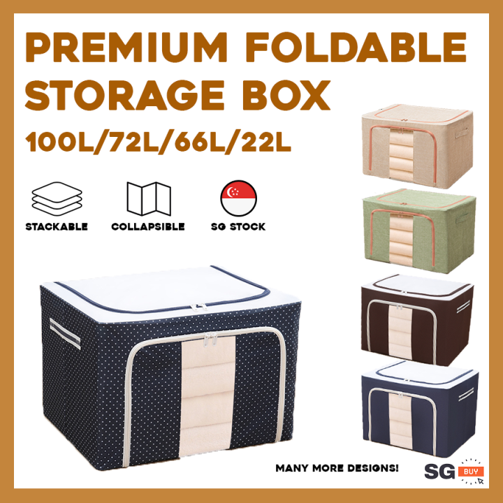 Front Open Stackable Foldable Cloth Storage Box Large Home Organizer ...