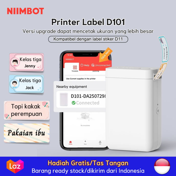 NIIMBOT D101 Mesin Label Pintar Bluetooth, Printer Label Tanpa Tinta ...