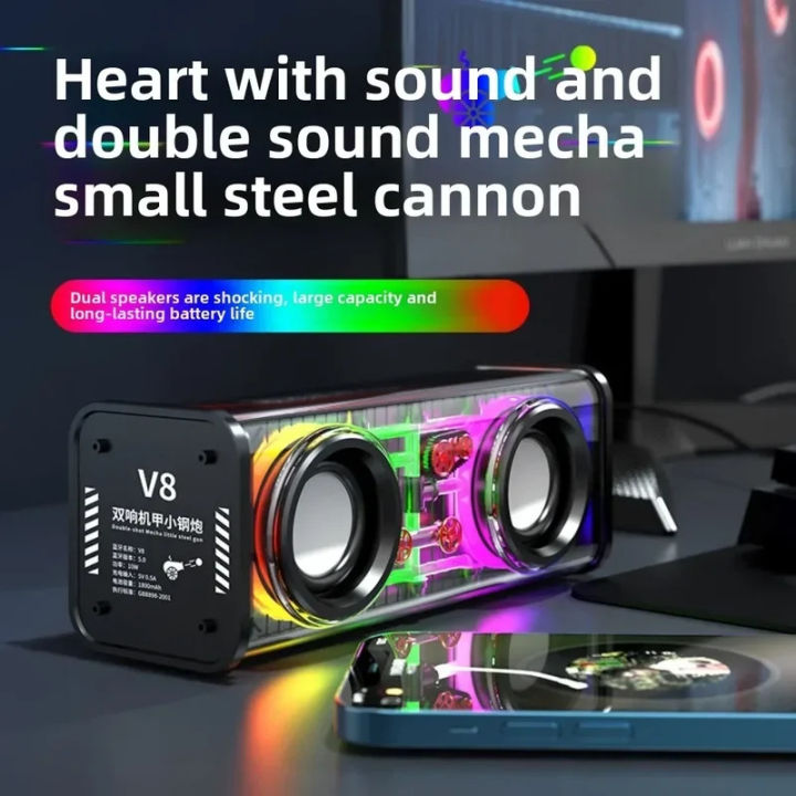 Bluetooth Wireless V8 Speaker with Double Sound Mecha Cannon and RGB ...